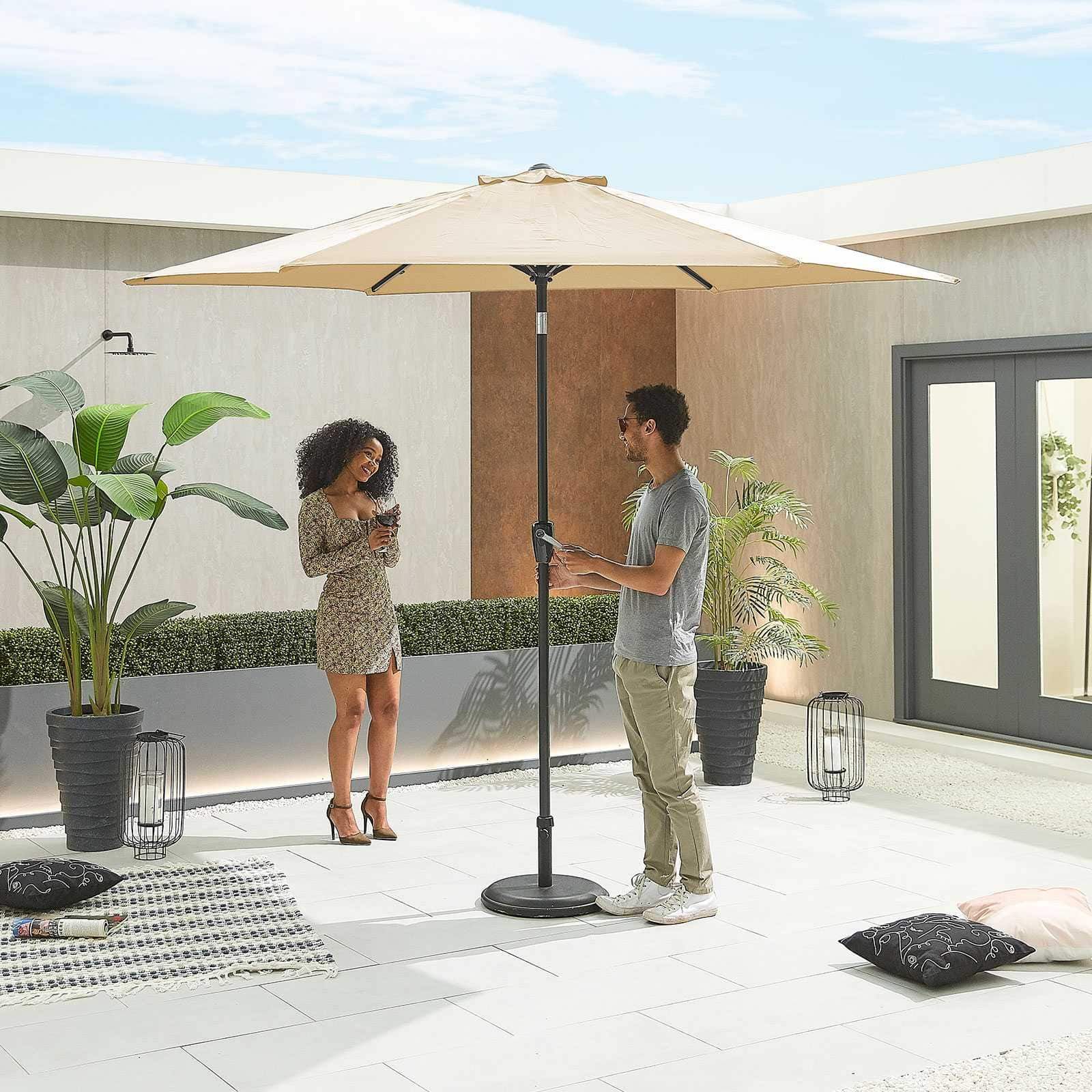 Antigua Grey Frame Aluminium Parasol - 3m Round | Empire Home and Garden
