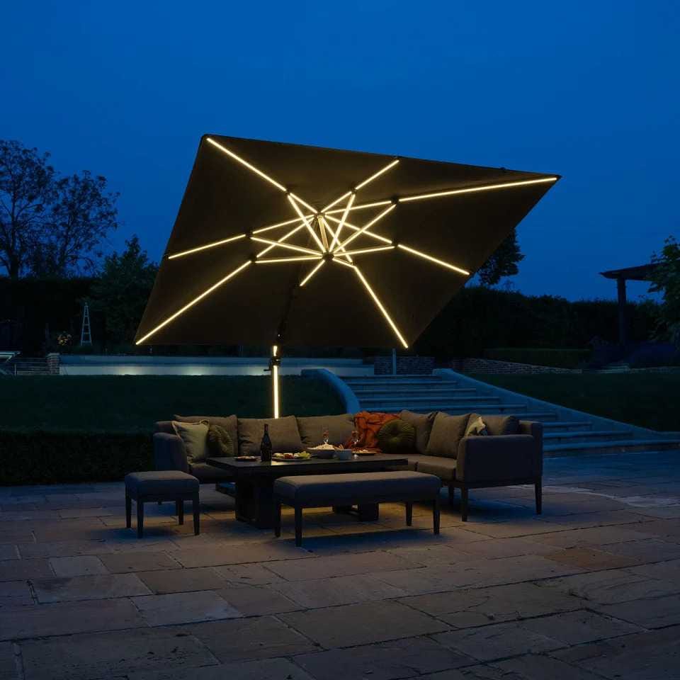 Astra LED Cantilever Parasol - 3m Square | Empire Home and Garden